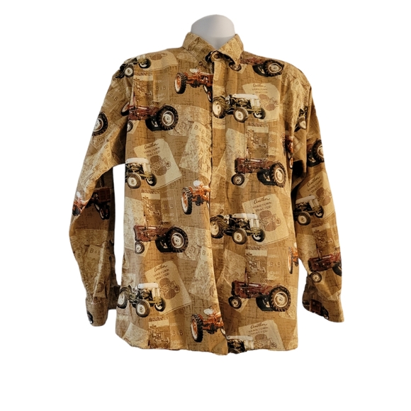 Bit & Bridle | Shirts | Vintage Bit Bridle Tractor Print Button Front ...